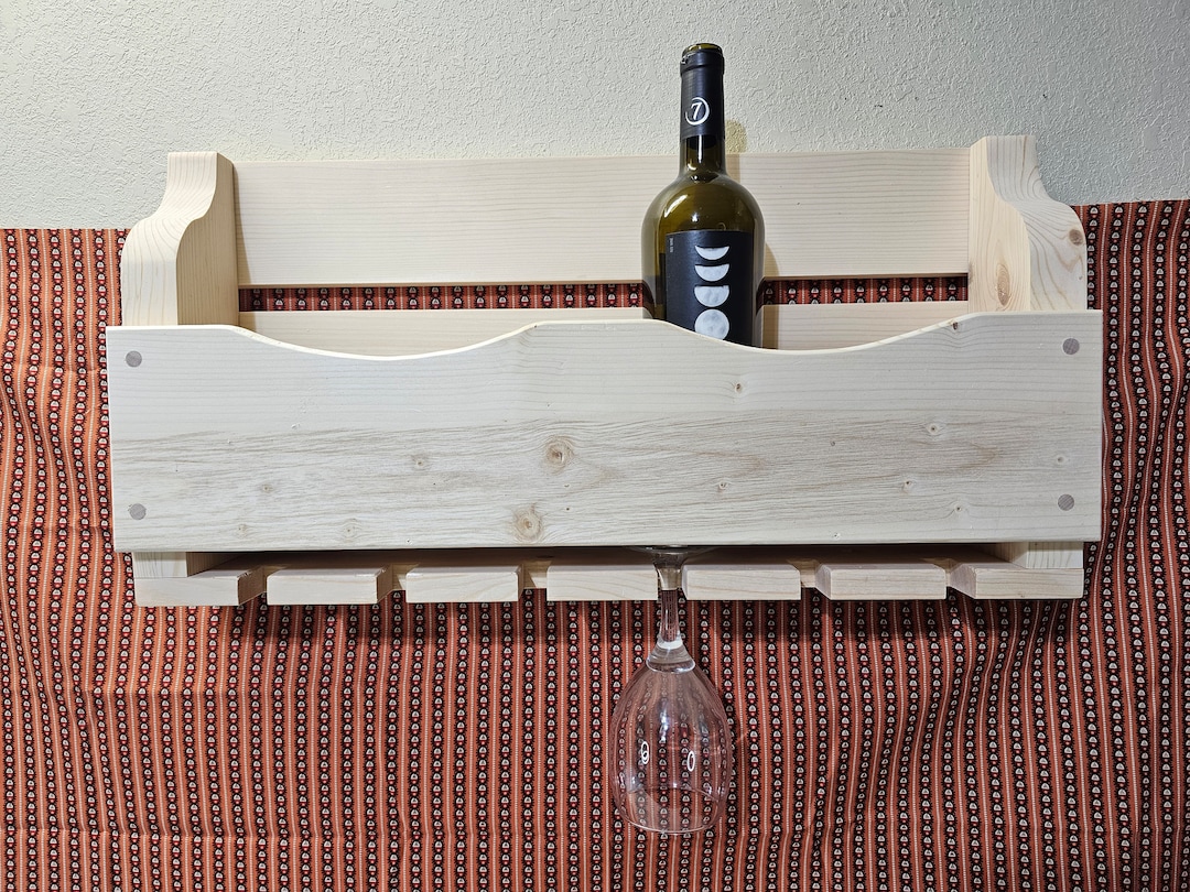 Hanging Pine Wood Wine Rack With 6 Slots for Wine Glasses - Etsy
