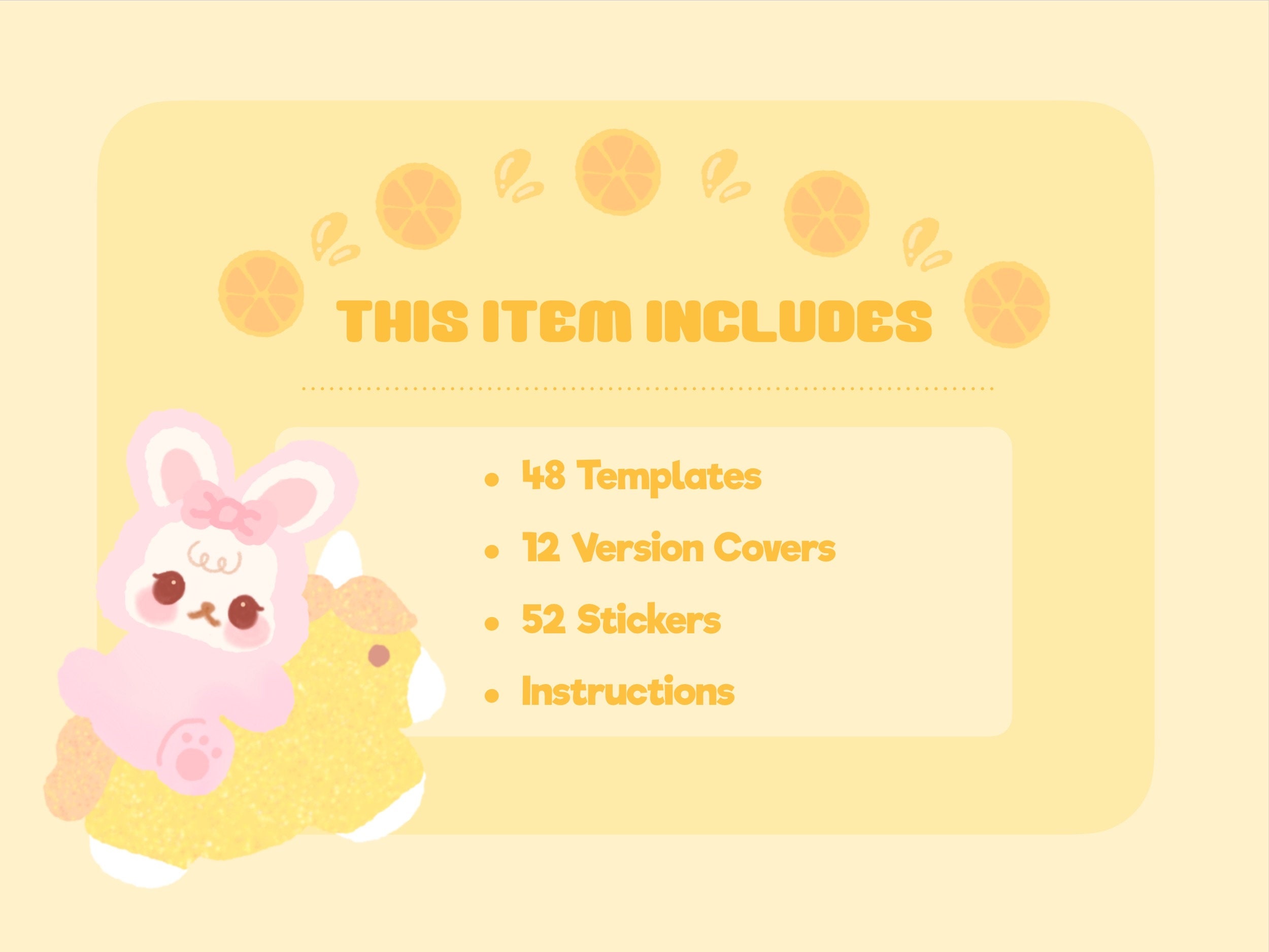 Cute Lemon Rabbit Digital Notebook Kawaii Yellow Digital - Etsy