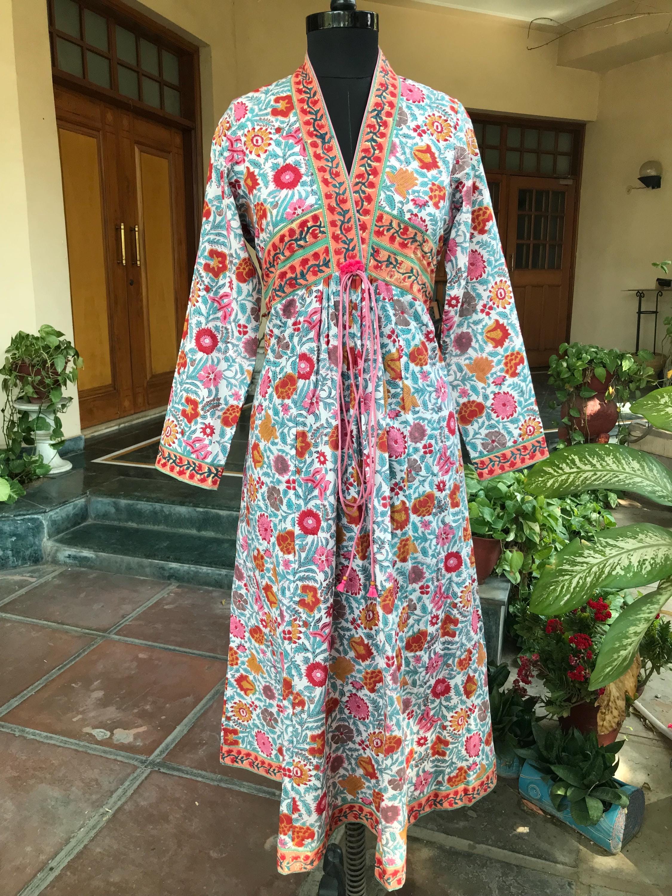 Floral Cotton Dress: Hand Block Print Summer Wear - Etsy