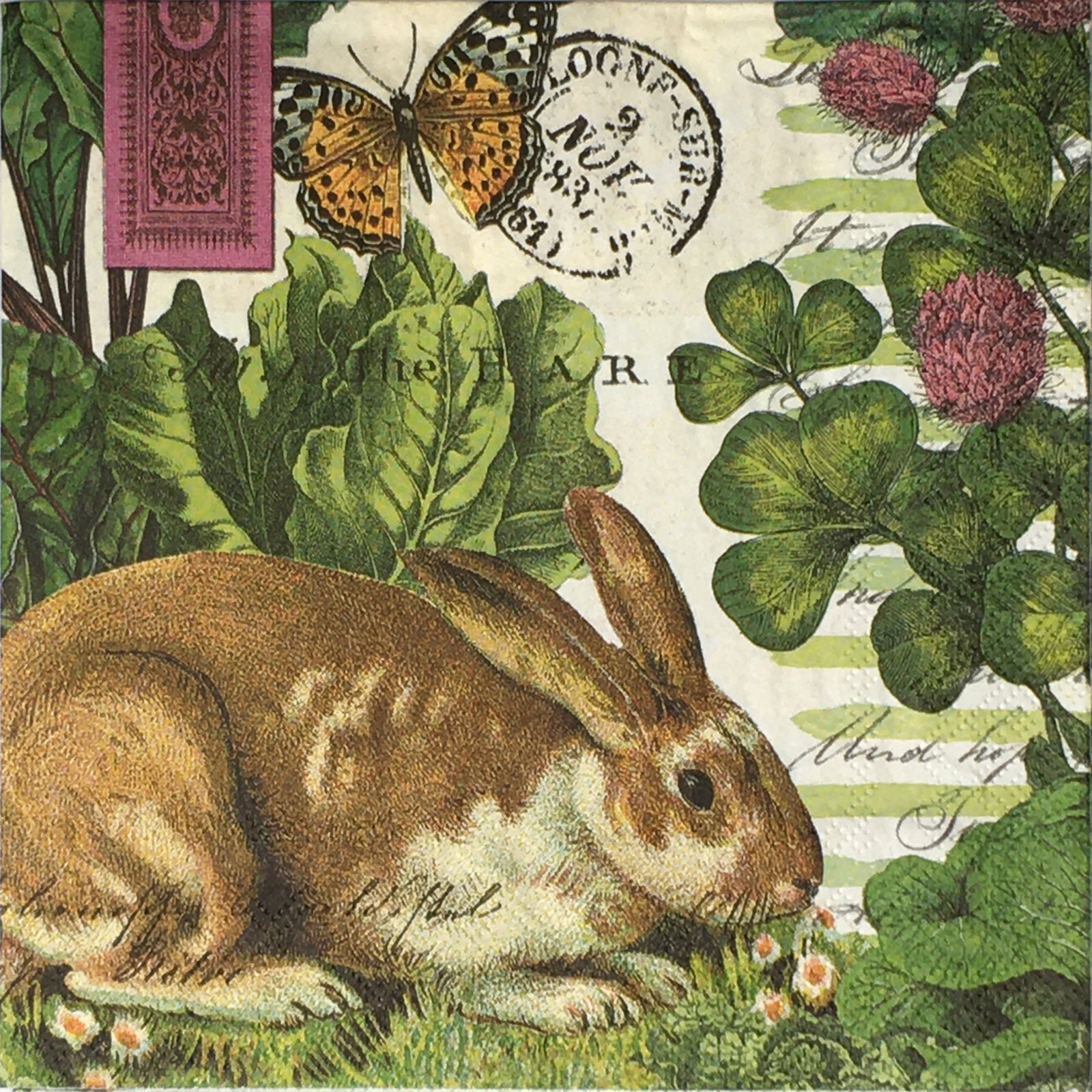 4 Bunny | Rabbit | Garden Paper DECOUPAGE LUNCH NAPKIN - Etsy
