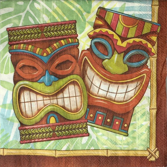 4 Tiki / Aboriginal / Tribal Mask Paper DECOUPAGE Lunch / | Etsy