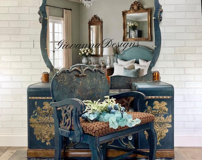 New*** Vintage Vanity Table/art Deco Waterfall Vanity/antique Vanity ...
