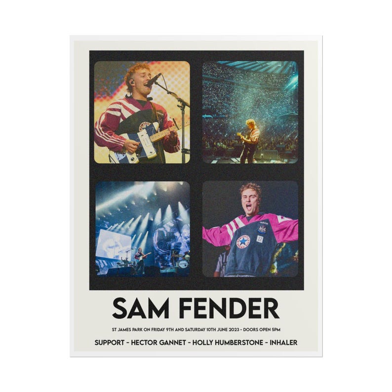 Music Concert Poster, Sam Fender Fan Art, Room Decor, Wall Art, Rolled ...