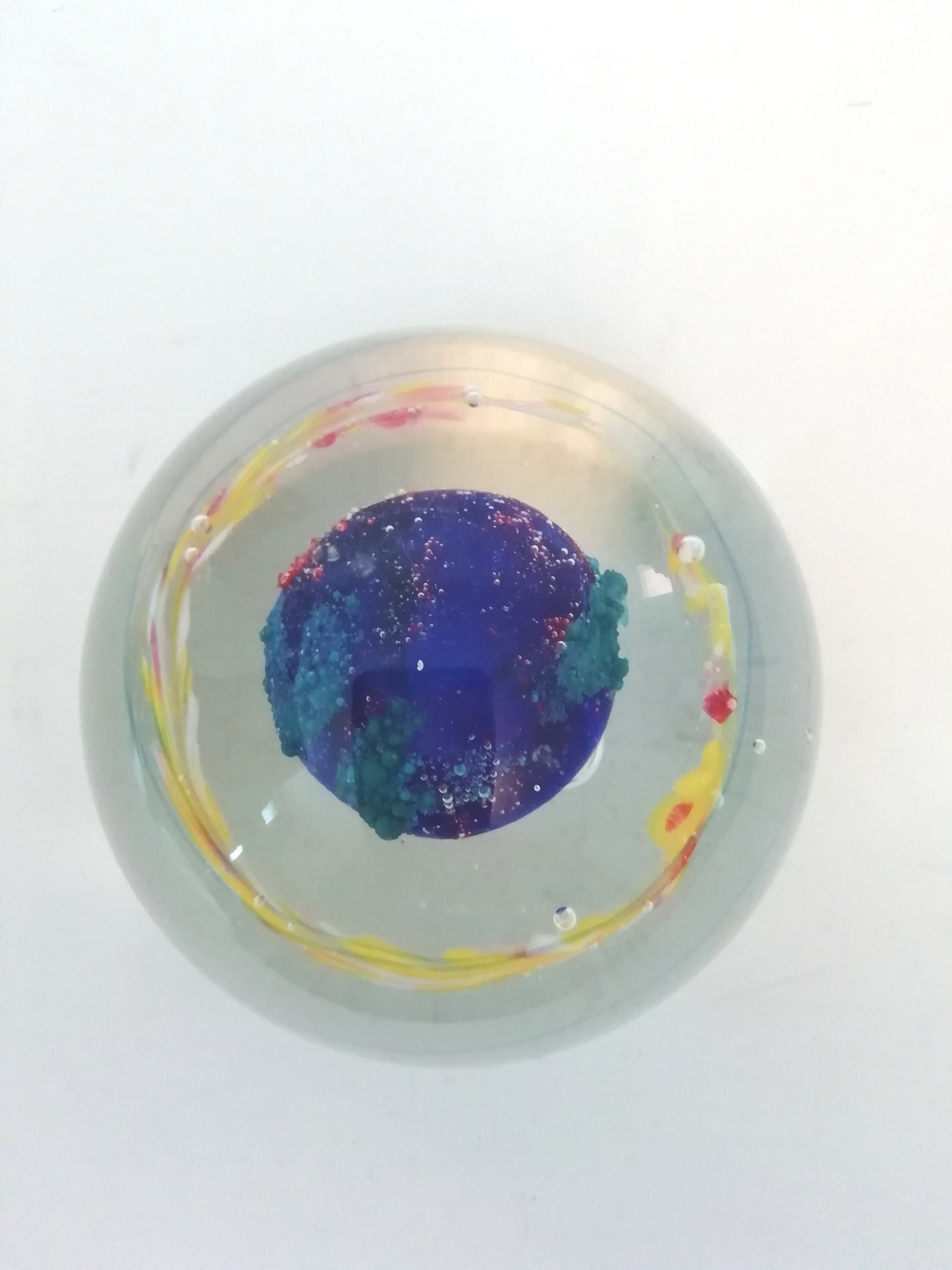 Vintage Art Glass Paperweight: Planet Earth Design, Collectible ...