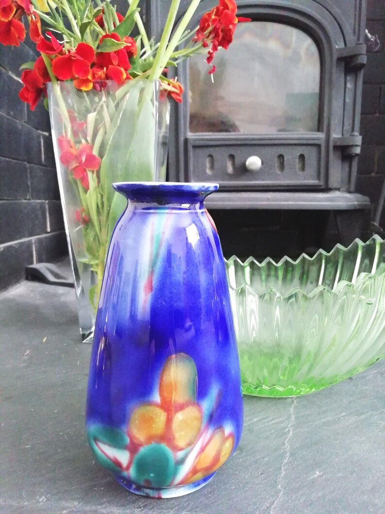 Burgess and Leigh Burslem Vase Vintage Antique Blue Lustre Vase ...