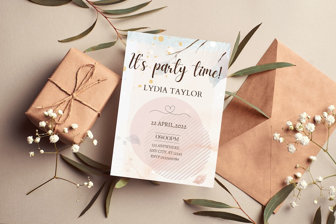 Party Time Editable Birthday Invitation, Printable Instant Download ...