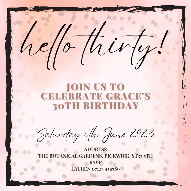 Editable 30th Birthday Invitation, Printable Instant Download, Classy ...