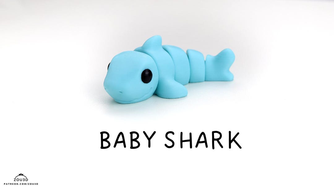 Baby Shark Articulated 3d Printed Figurine - 40 Color Options! - Etsy