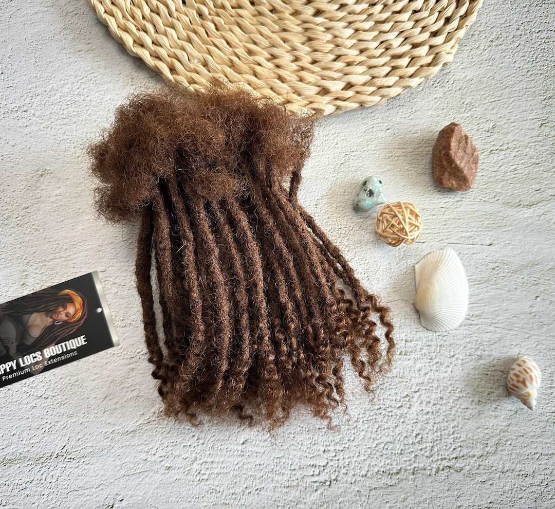 Curly Tips 4C Human Hair Loc Extensions- #4- Medium Brown Color - Etsy