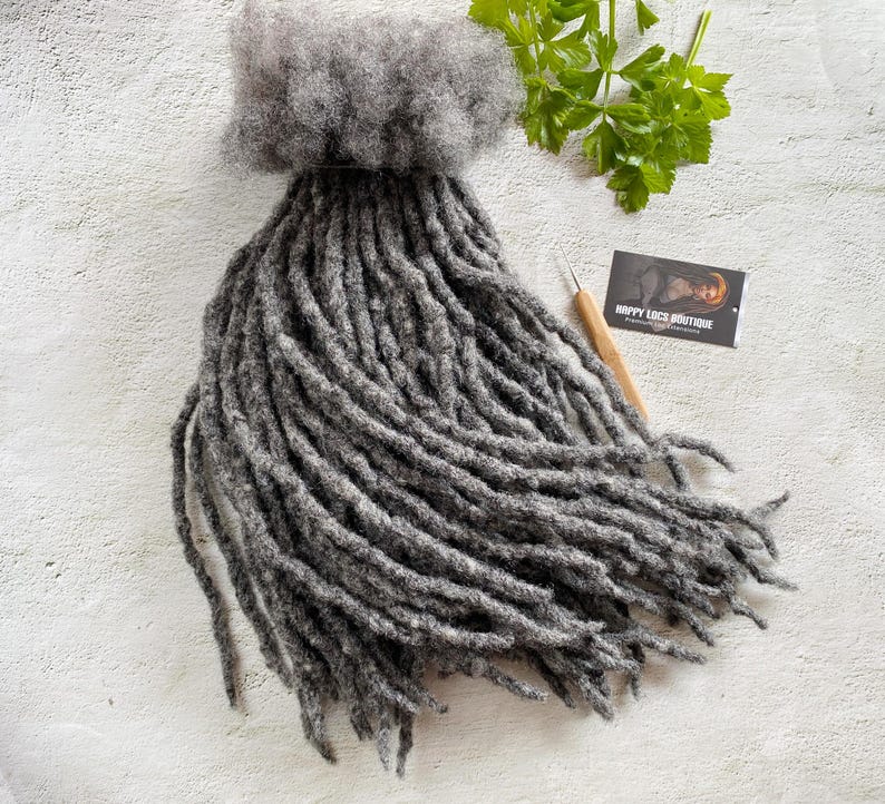 Salt and Pepper Human Hair Loc Extensions: 100 Anwi Textured ...