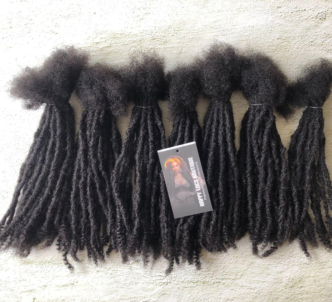 Textured Human Hair Loc Extensions With Curly Ends (100 Locs, 0.4-0.8cm ...