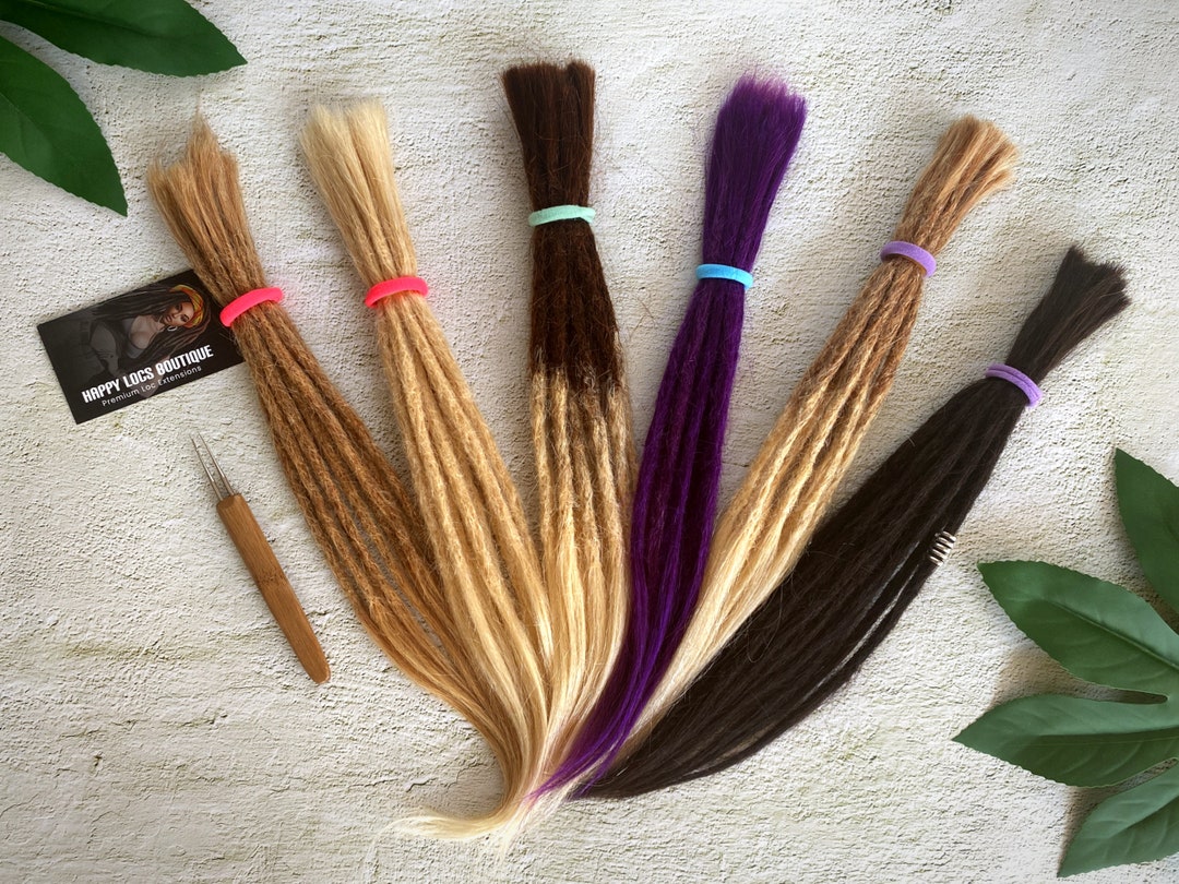 Crocheted Human Hair Dreadlock Extensions| Single Ends Straight Hair ...