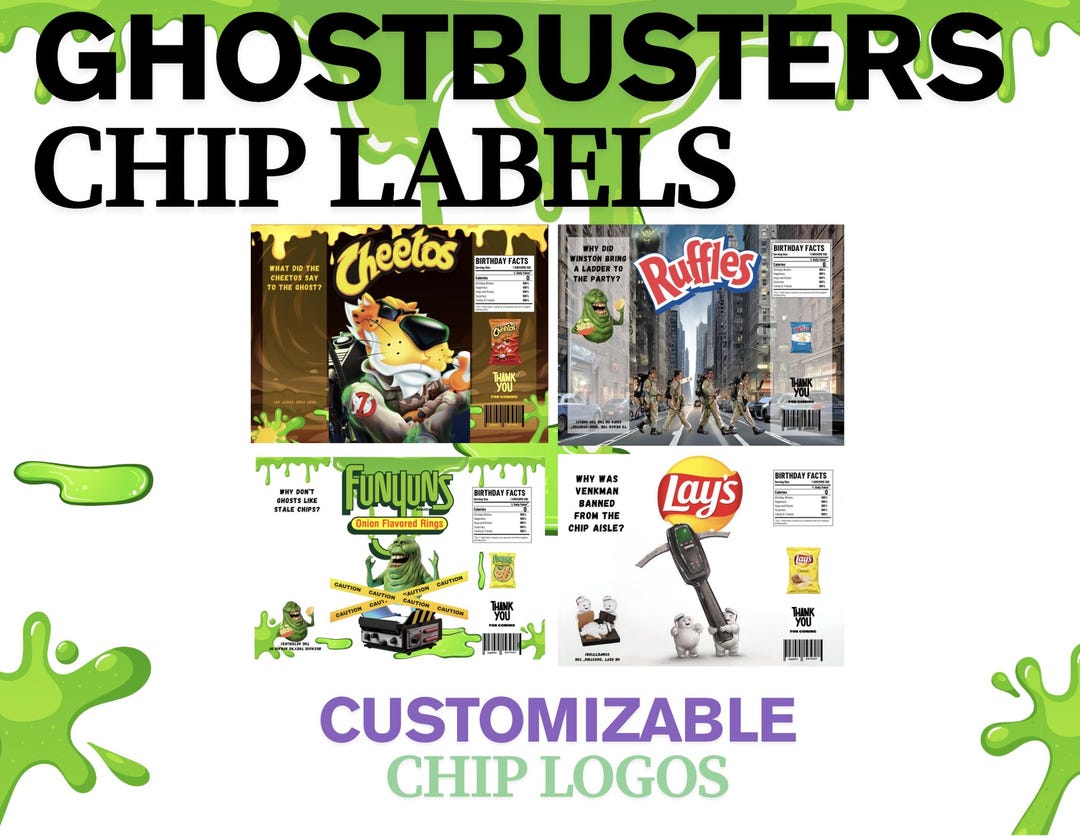Ghostbusters Chip Label Templates - EDITABLE on CANVA - Etsy