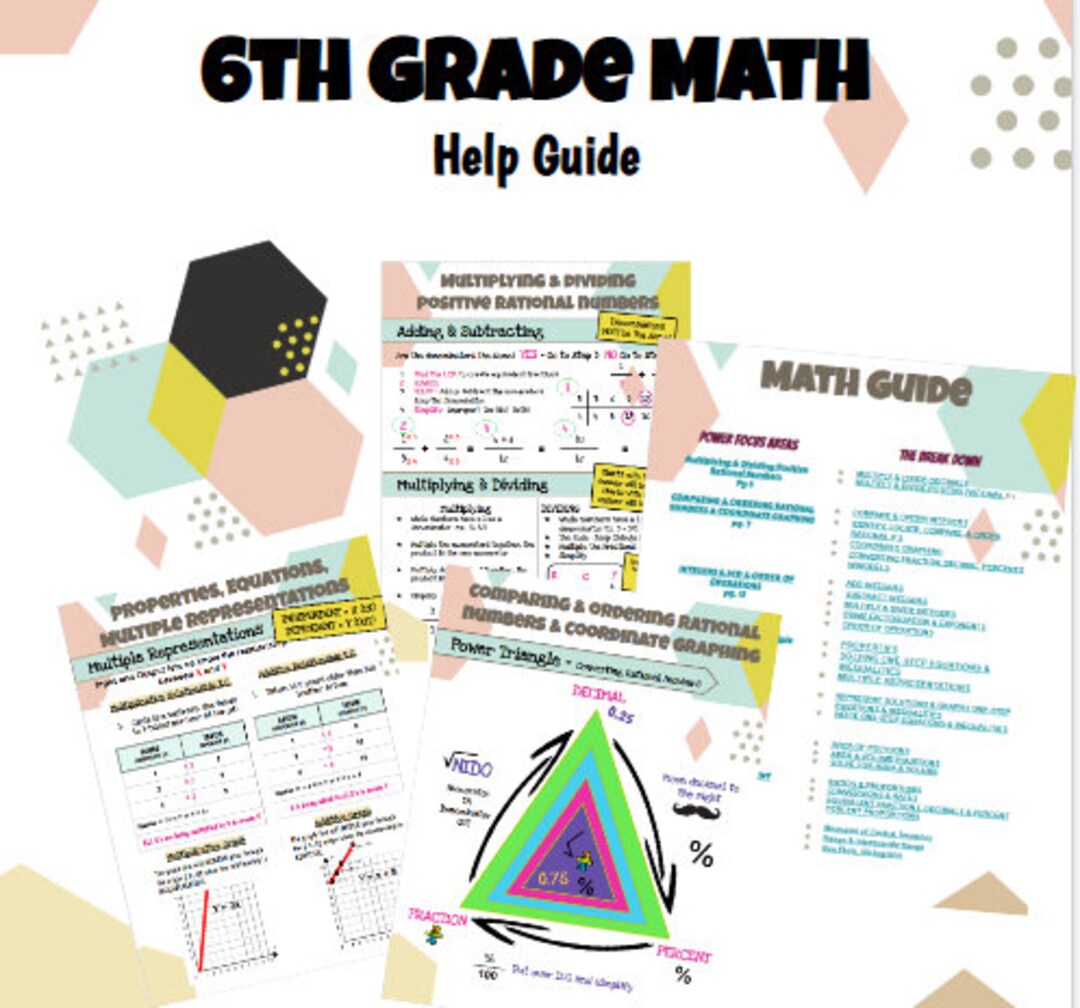 6th Grade Math Guide Book - Etsy