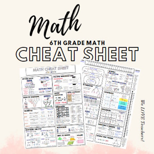 6th Grade Reference Sheet - Etsy