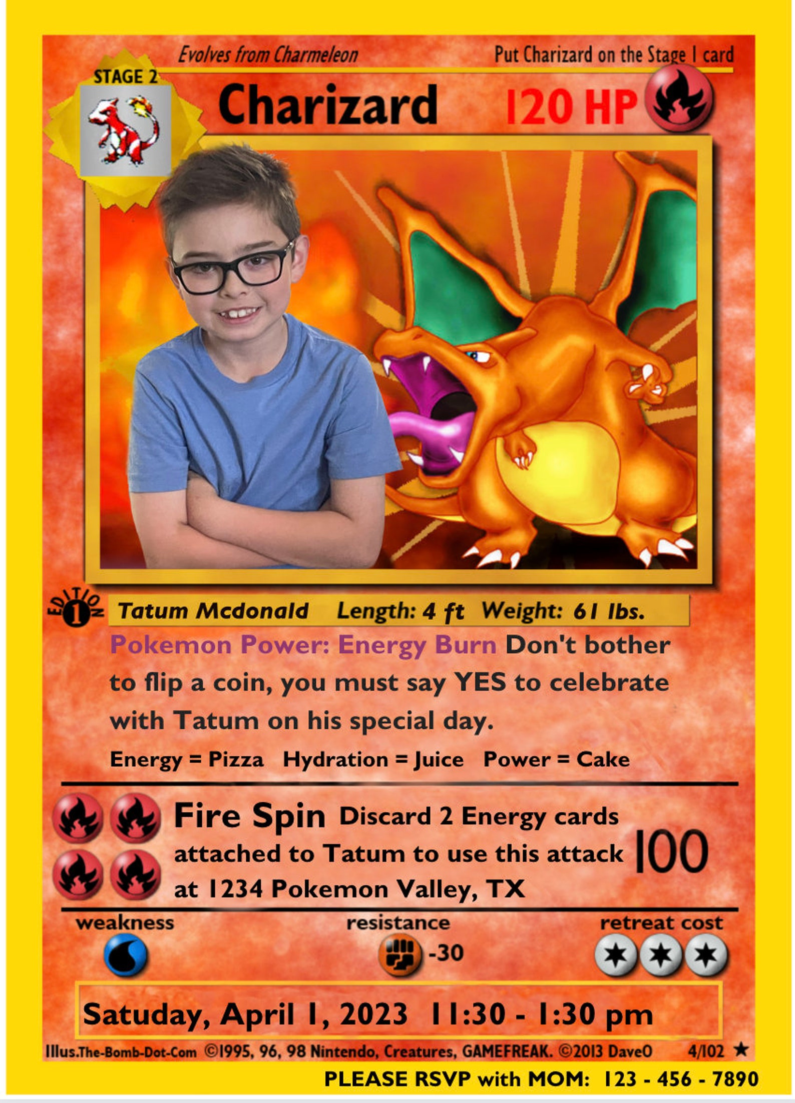 Pokemon Party Favors - Personalized Charizard Birthday Invitation Card ...