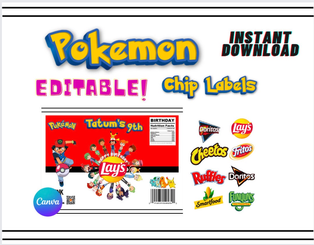 Pokemon Chip Label Templates - All Variety Chip Box - EDITABLE for ...