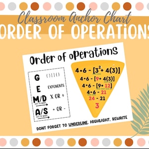 Order of Operations - GEMDAS 6th Grade Anchor Chart Poster - Etsy