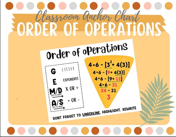 Order of Operations GEMDAS 6th Grade Anchor Chart Poster - Etsy