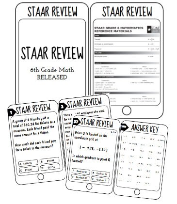 6th Grade Math STAAR Release Review Tablet Cards - Etsy