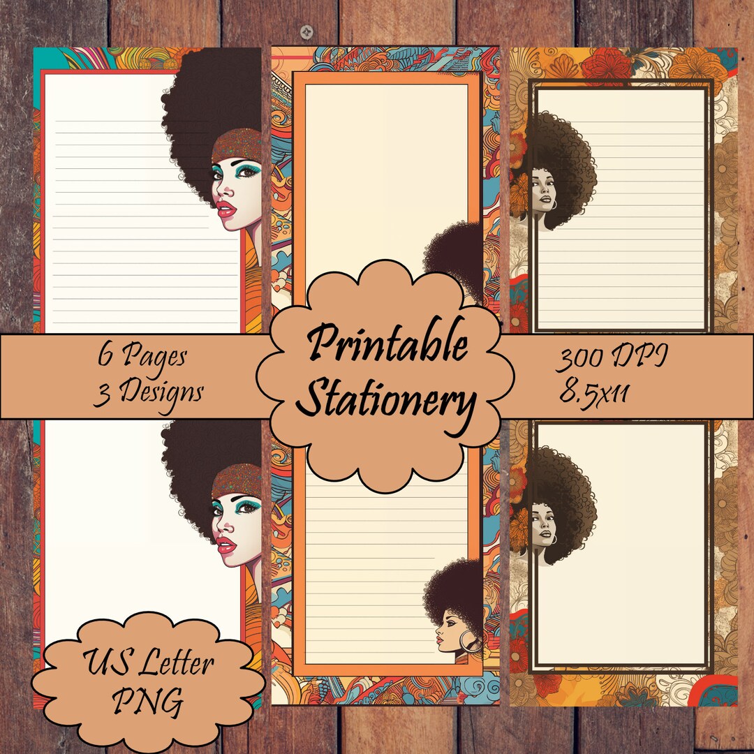 Retro Boho Printable Stationery Set, Groovy Throwback 70s Writing Paper ...