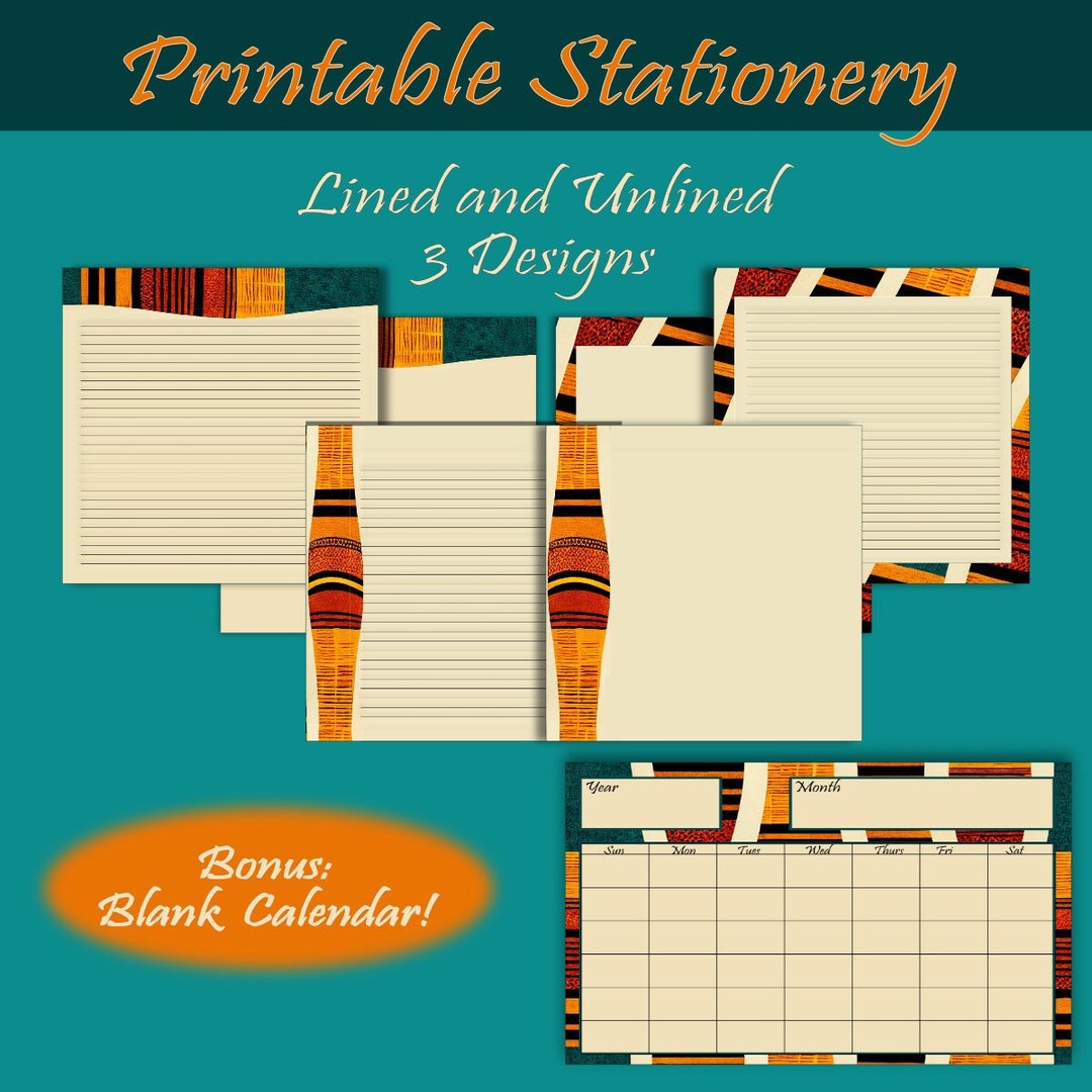 Afrocentric Stationery With Fun, Colorful Borders, Lined and Unlined ...