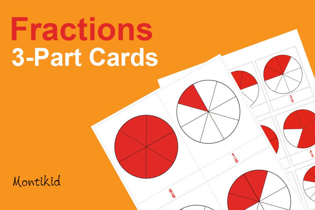 Fractions 3-part Montessori Cards - Etsy