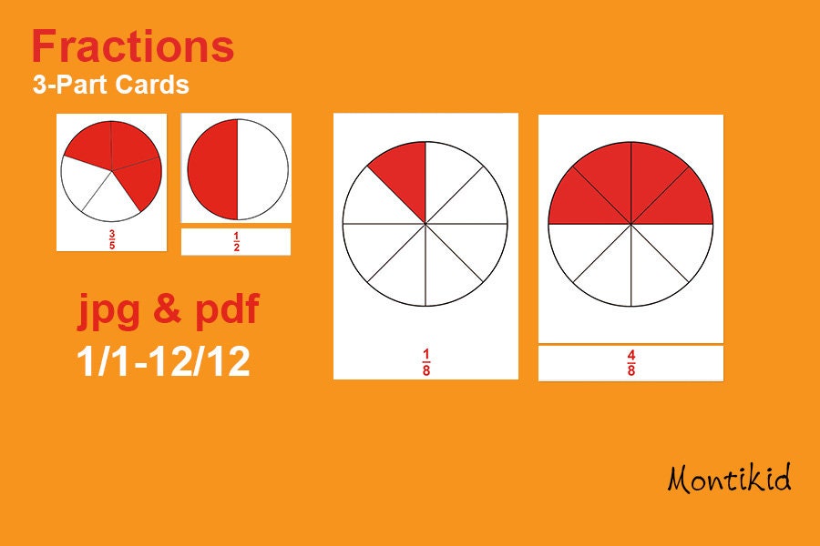 Fractions 3-part Montessori Cards - Etsy