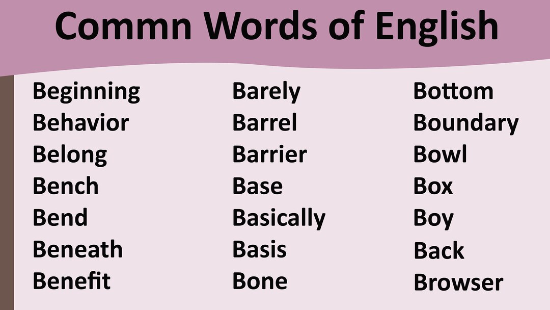 Common Words of English Part 2 - Etsy