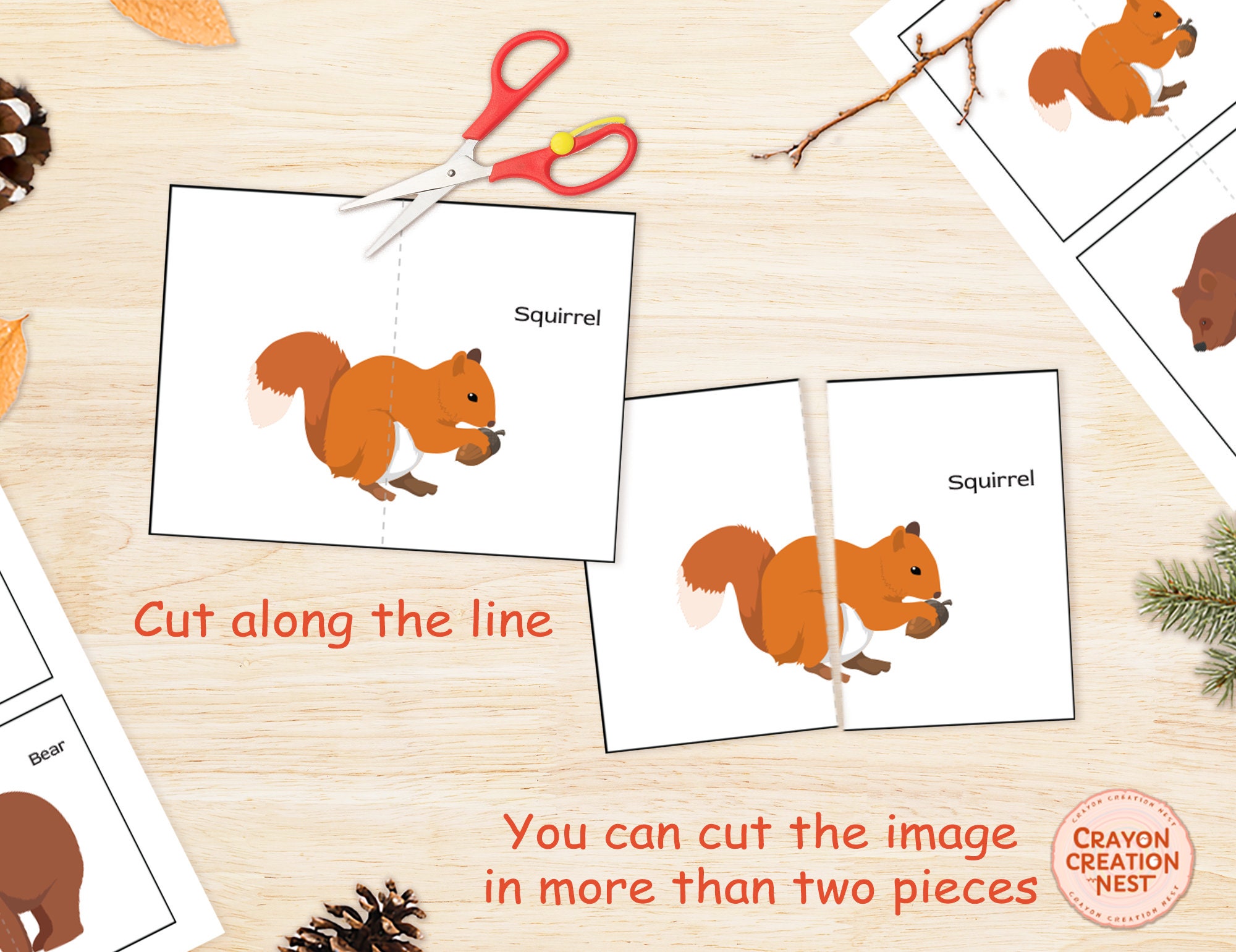 Woodland Animals Matching Half Cards N Posters. Printable Kid - Etsy