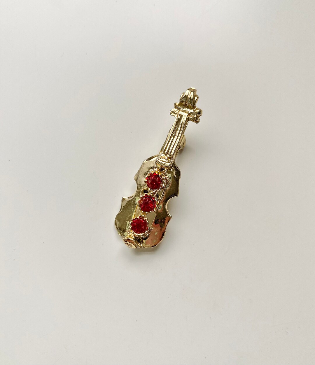 Vintage Red Jeweled Cello Brooch - Etsy