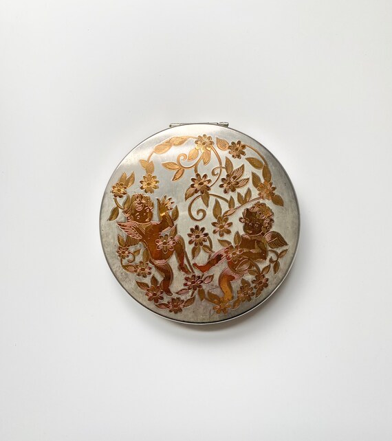 vintage compact silver gold - Gem