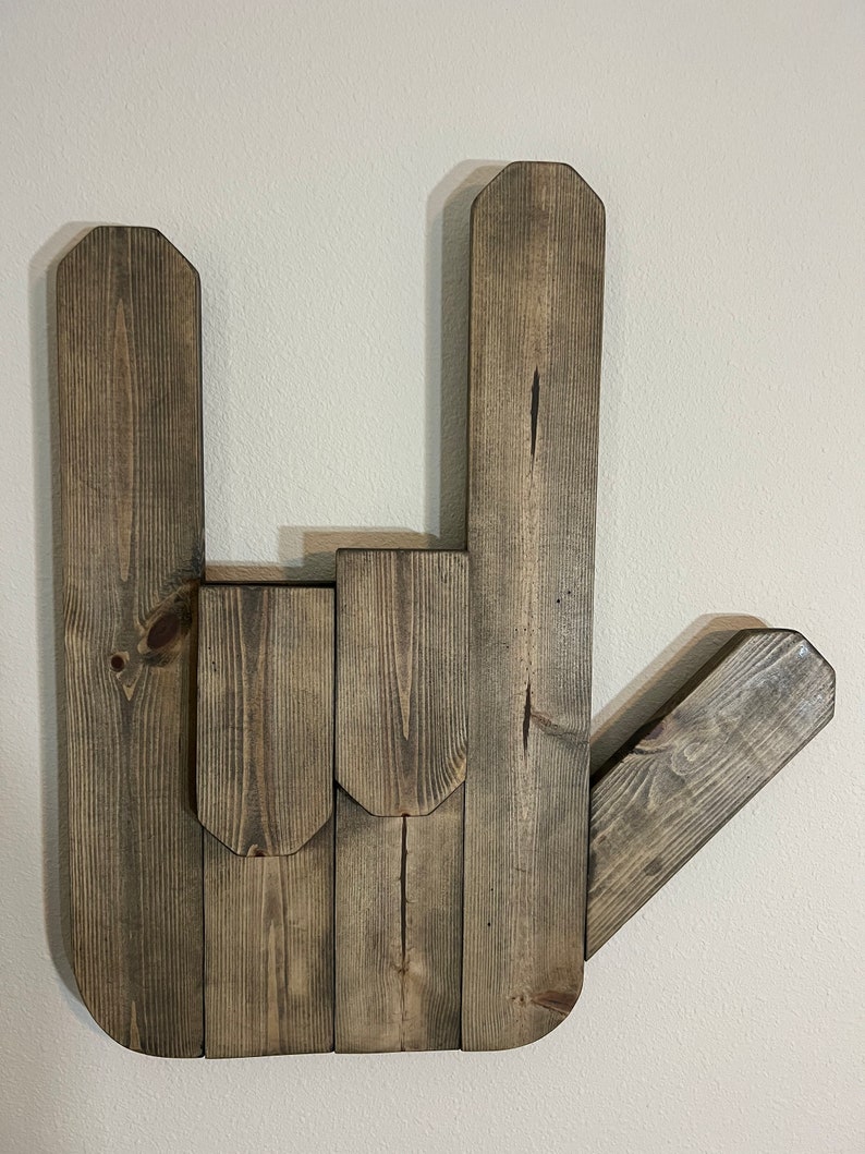 Wooden Hand Sign Language Wall Decor - I Love You & Various Other Signs ...