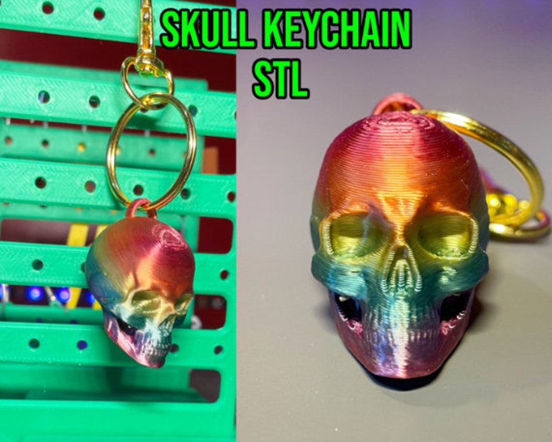 Skull Keychain 3D STL File -3D Print Model - Halloween Skull -realistic ...