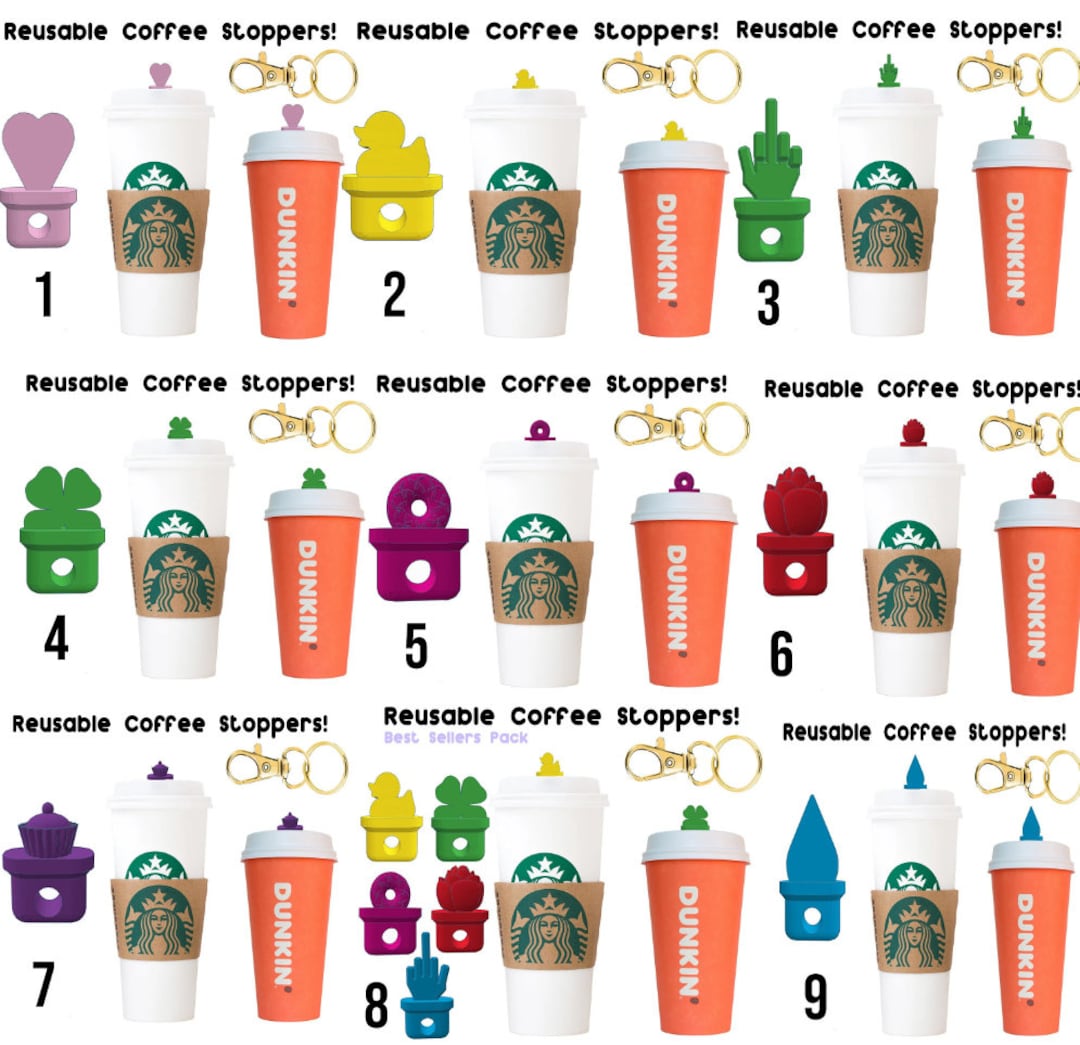 Reusable Coffee STOPPERS - Seals Into Cup Lid - Avoid Spills ...