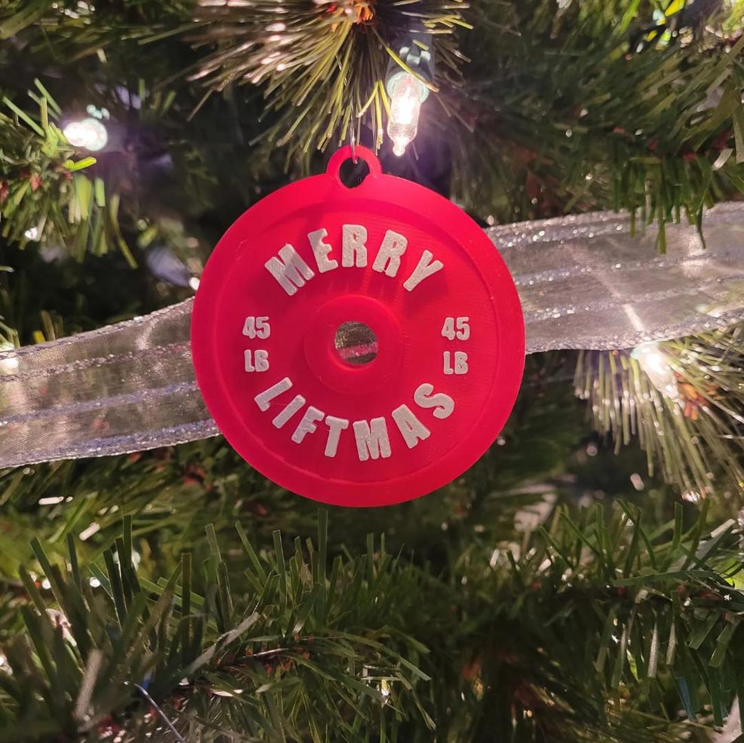 Merry Liftmas Red Weight Ornament Gym Gift Weightlifting Holiday Decor ...