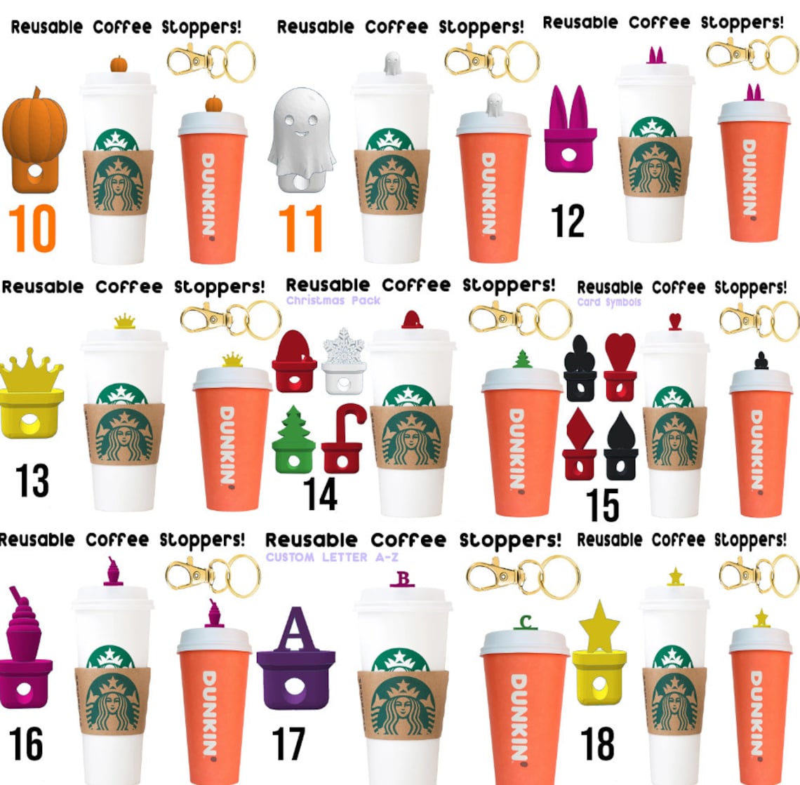 Reusable Coffee STOPPERS - Seals Into Cup Lid - Avoid Spills ...