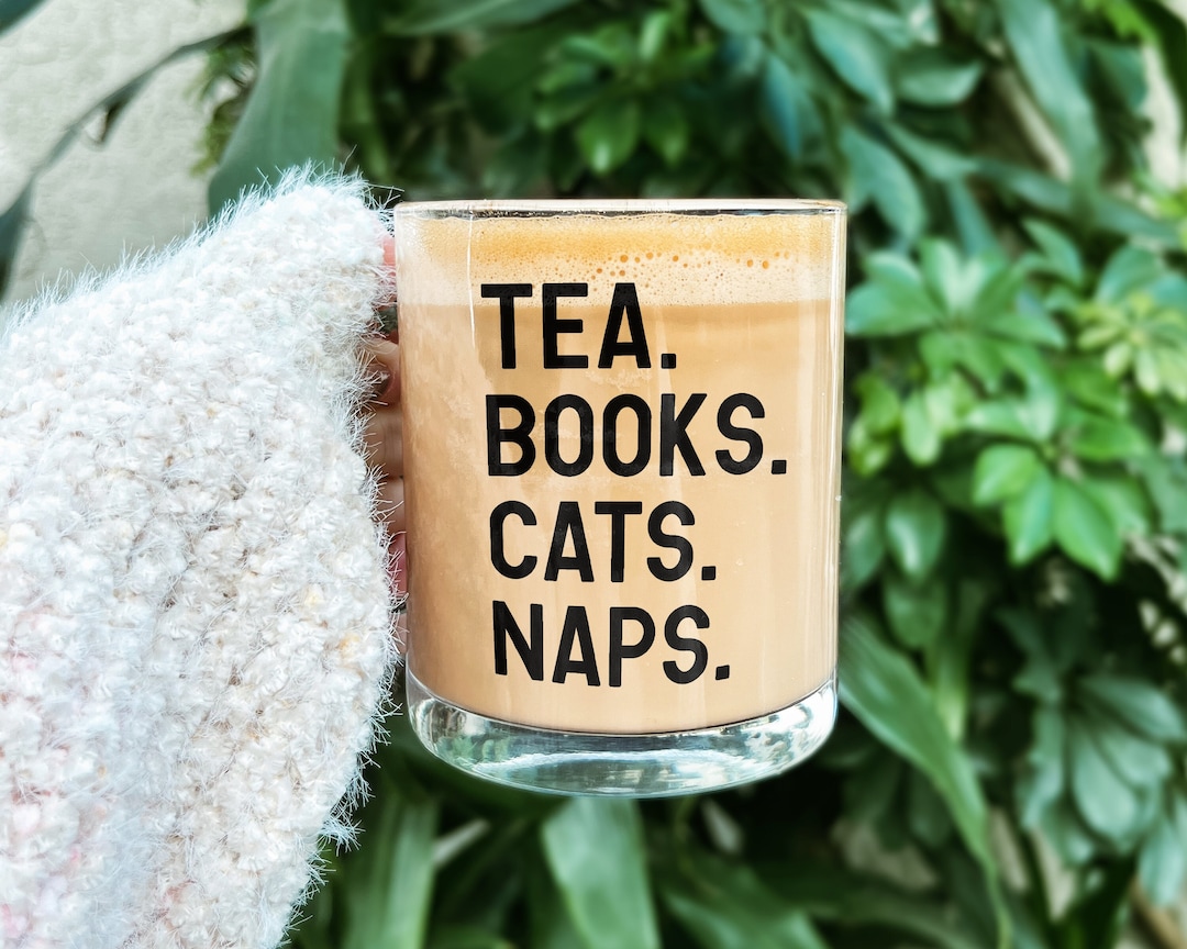 Tea Books Cats Naps Mug, Bookish Tea Cup for Book Cat Lover, Gift for ...