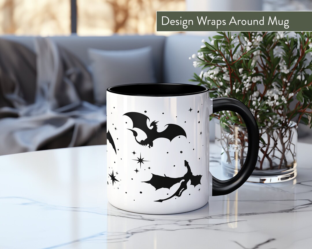 Dragon Coffee Mug, Wing Leader Mug, Bookish Flying Dragons Coffee Cup ...