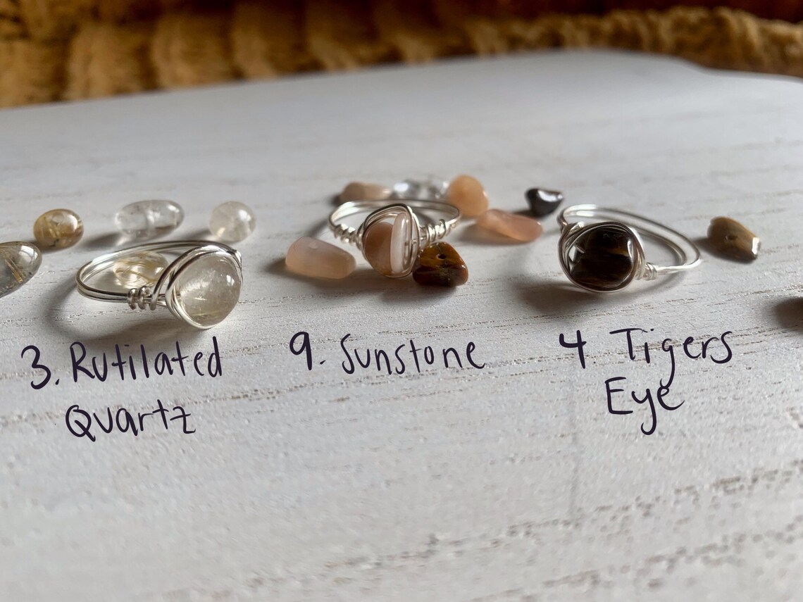 Crystal Wire Wrapped Rings Cute Stackable Rings Spiritual - Etsy