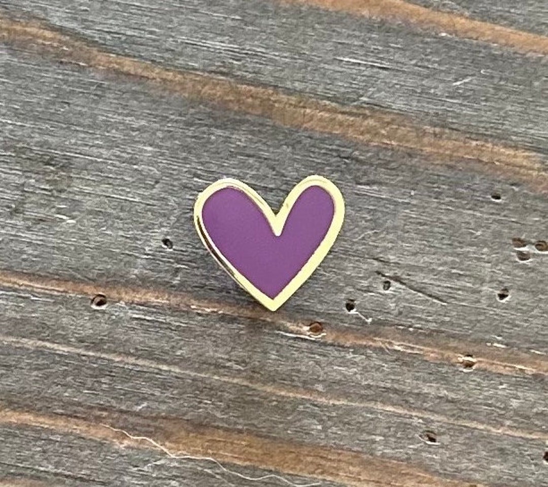 New Little Purple Heart .5 Gold Enamel Pin - Etsy