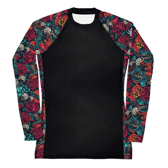 Women's BJJ Rash Guard Jiujitsu Tattoo Series Roses and - Etsy
