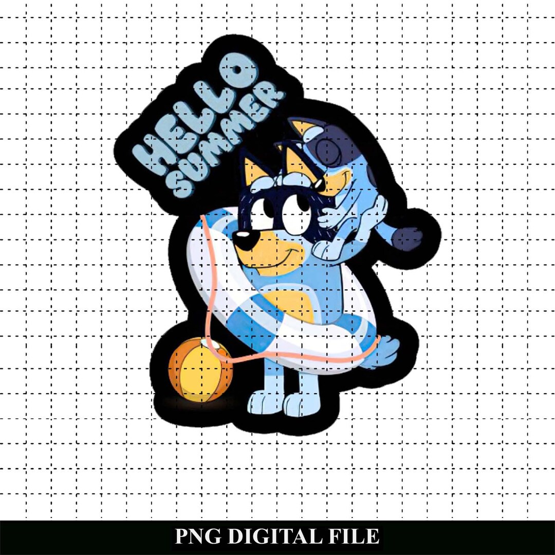 Hello Summer Bluey PNG Cartoon Svg Bluey Svg Instant - Etsy