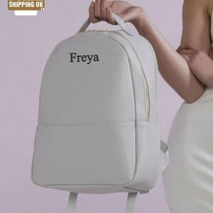 Personalised Name & Initial Backpack, Custom Printed Monogram Leather ...