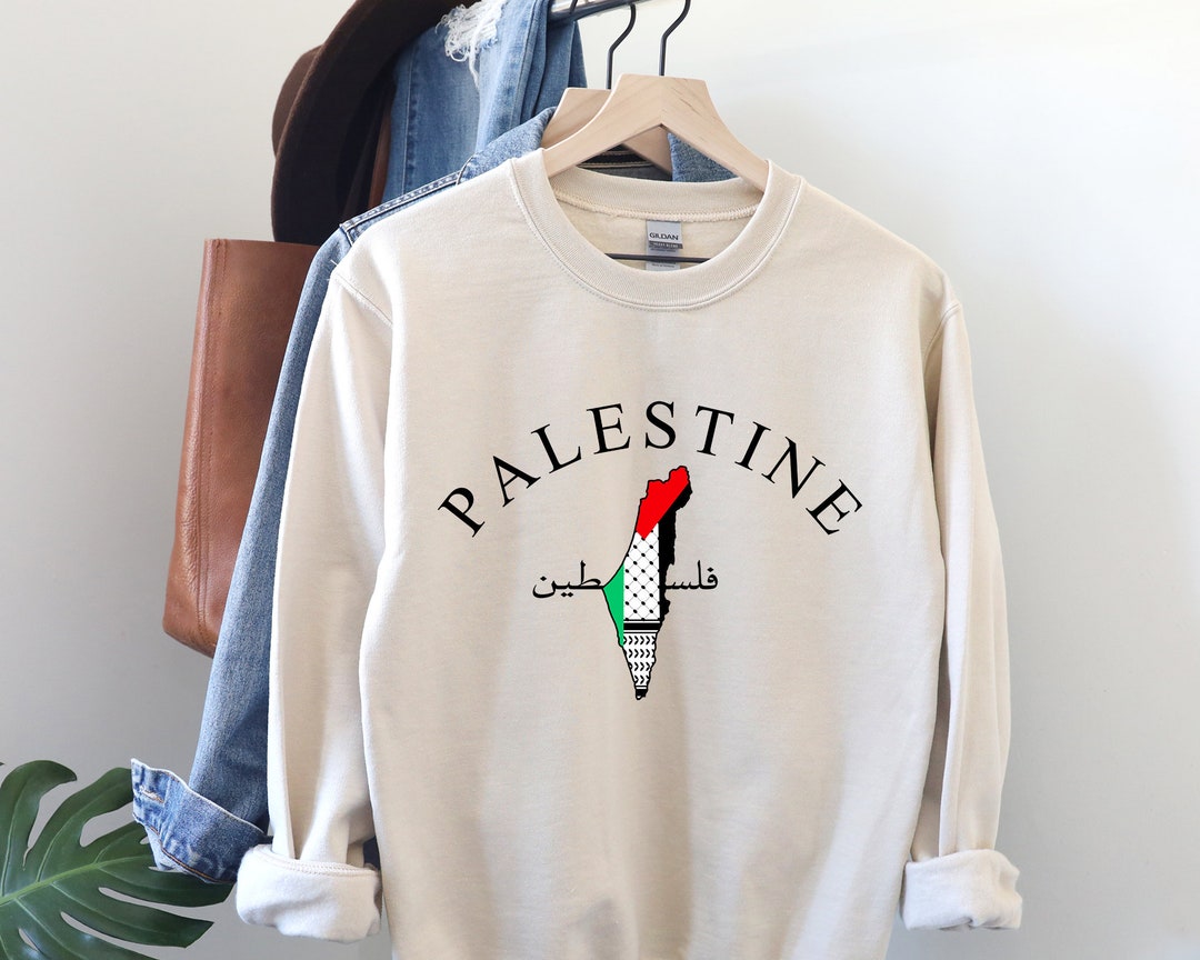 Palestine Arabic Name Printed Sweater, Palestine Map Sweatshirt ...