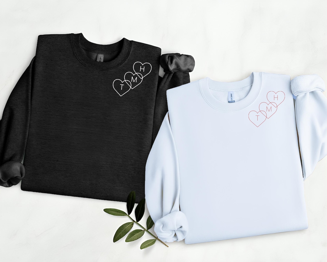 Custom Initial Couple Matching Jumpers, Embroidered Heart Valentines ...