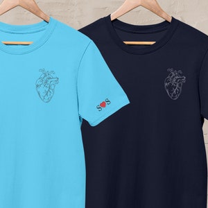 Embroidered Anatomical Heart Shirt, Custom Initials Crewneck T-shirt ...