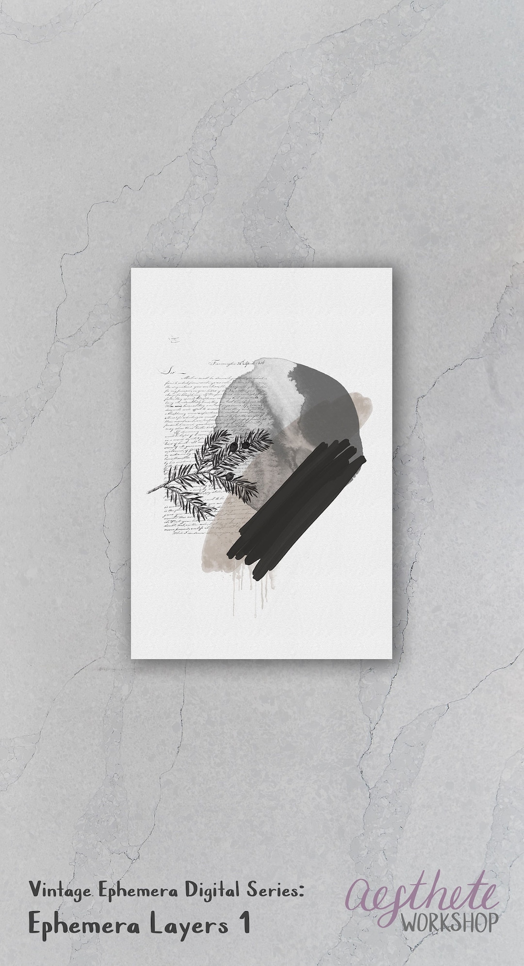 Ephemera Layers 1 | Printable Art File | Vintage Inspired Digital Art ...