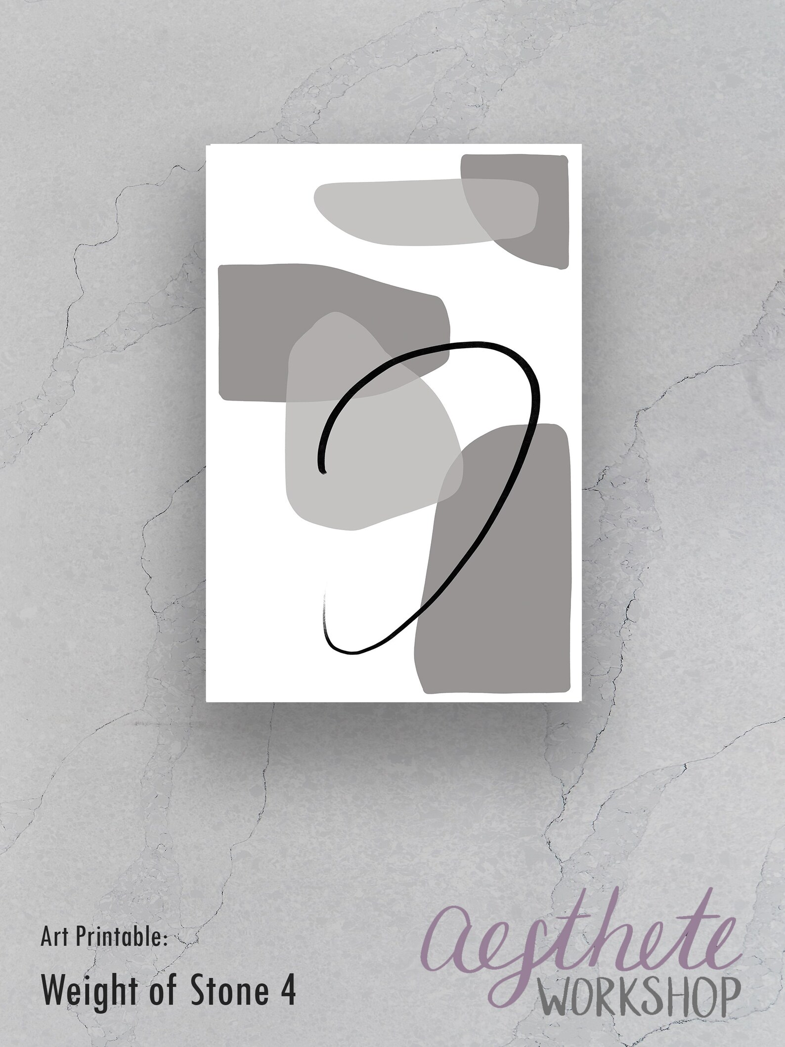 WEIGHT OF STONE | Set of Four | Printable Art, Gray Modern Art, Set of ...