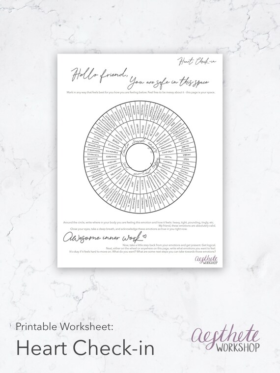 Heart Check-in Self-care Worksheet Digital Download - Etsy